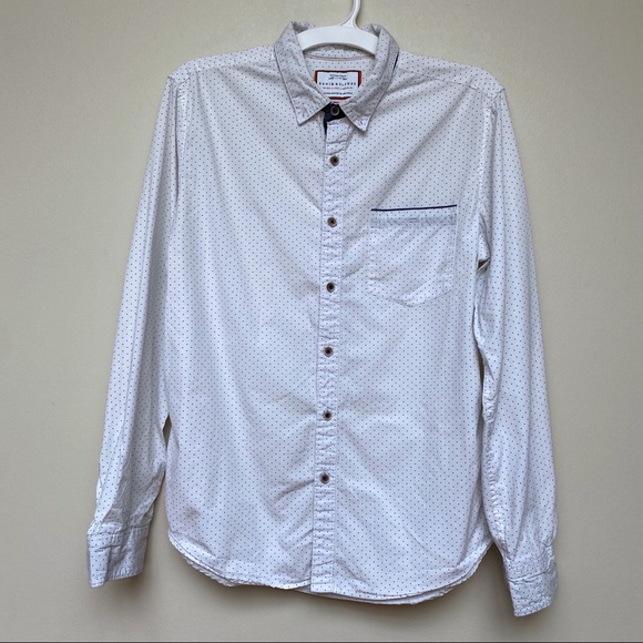 Denim & Flower | Shirts | Denim Flower Slim Fit White Polka Dot Button ...